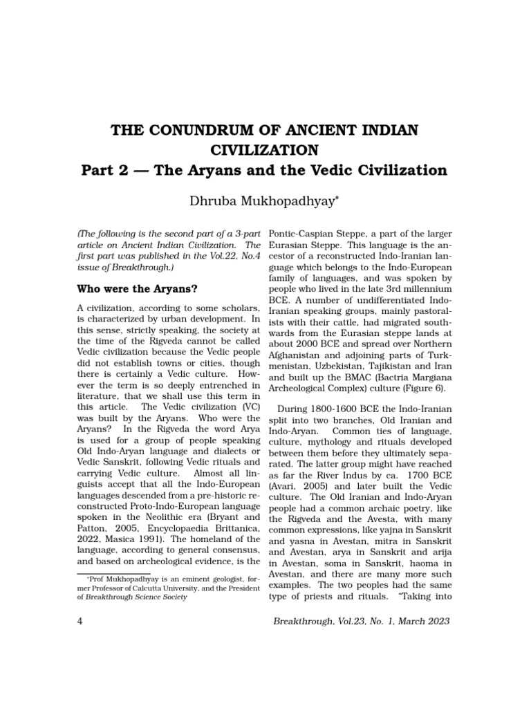 Ancient Indian Civilization Aryans | PDF | Vedas