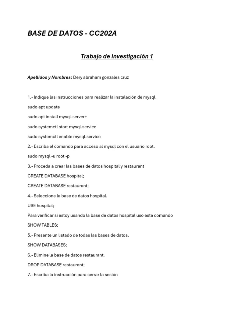 Base de Datos - Cc202a | PDF