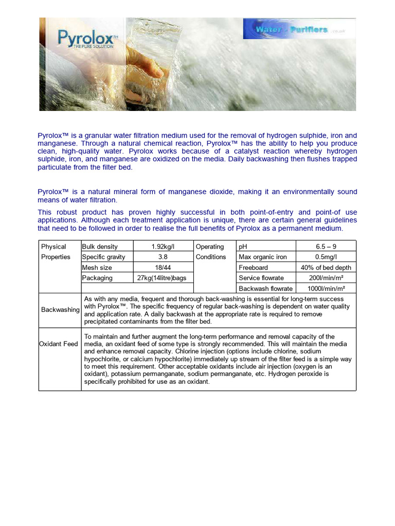 Pyrolox Filter | PDF | Water Purification | Filtration