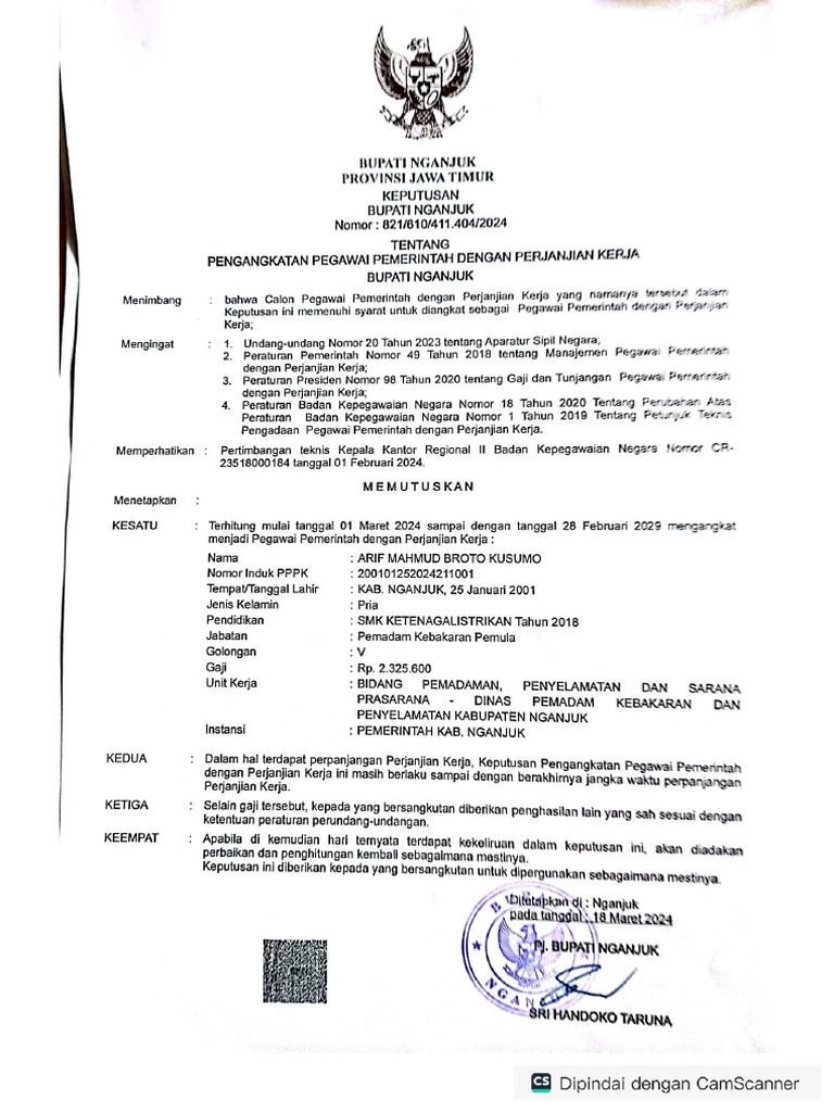 SK PPPK 2024 Arif M | PDF