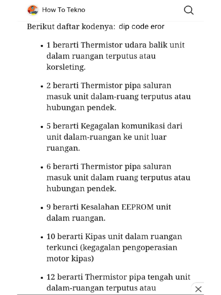 Dip Code Eror AC LG Inverter | PDF