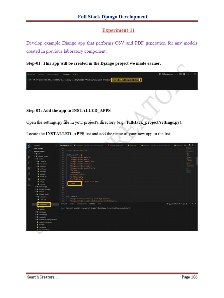 Experiment-11 Full Stack Django Search Creators | PDF | Python (Programming Language) | Download