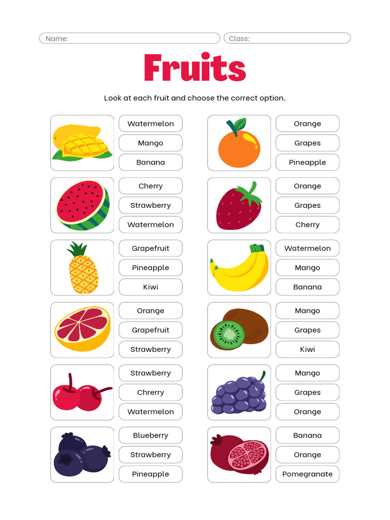 Fruits Vocabulary Worksheet | PDF | Fruit | Edible Fruits