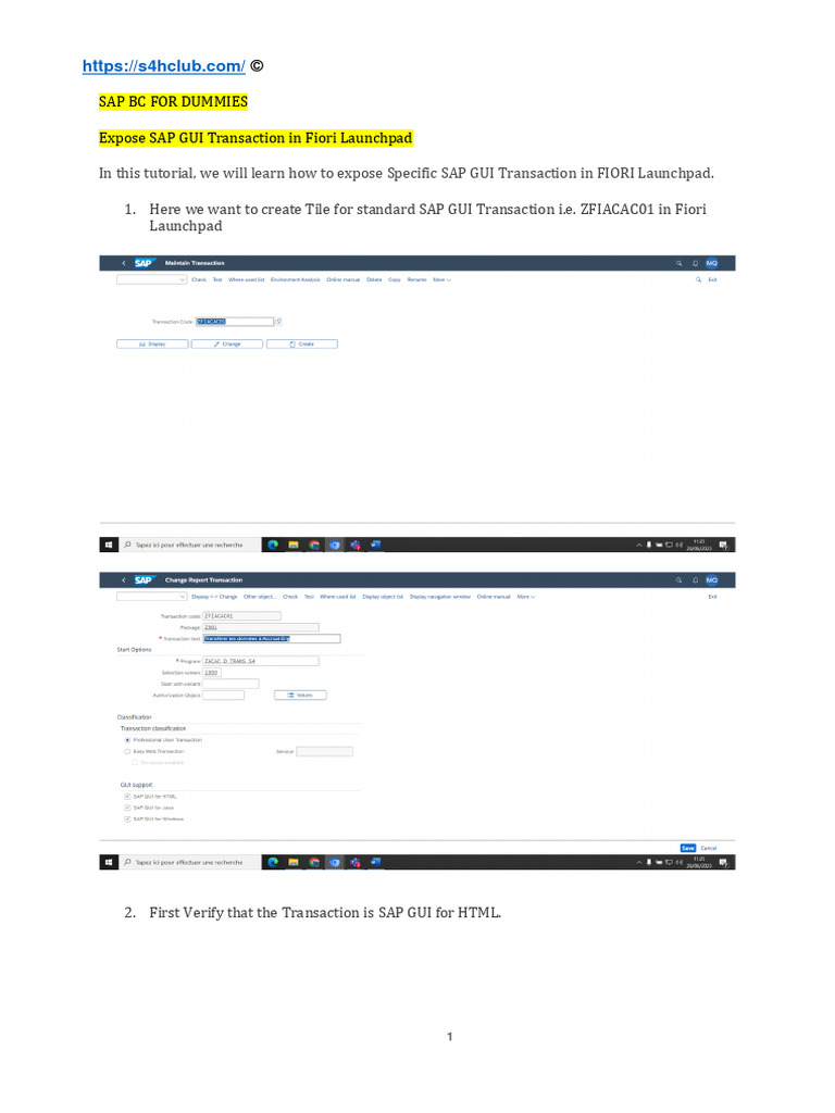 SAP GUI Transaction in Fiori Launchpad | PDF | World Wide Web ...
