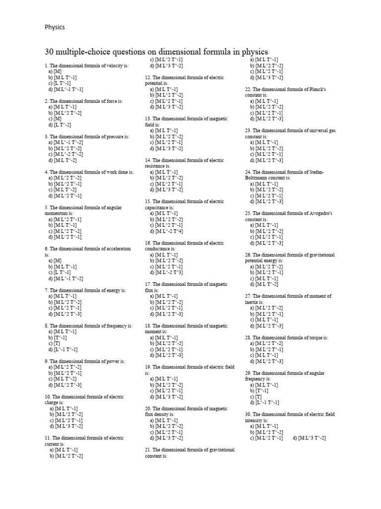 30 Multiple Class 11 Physics | PDF | Waves | Force