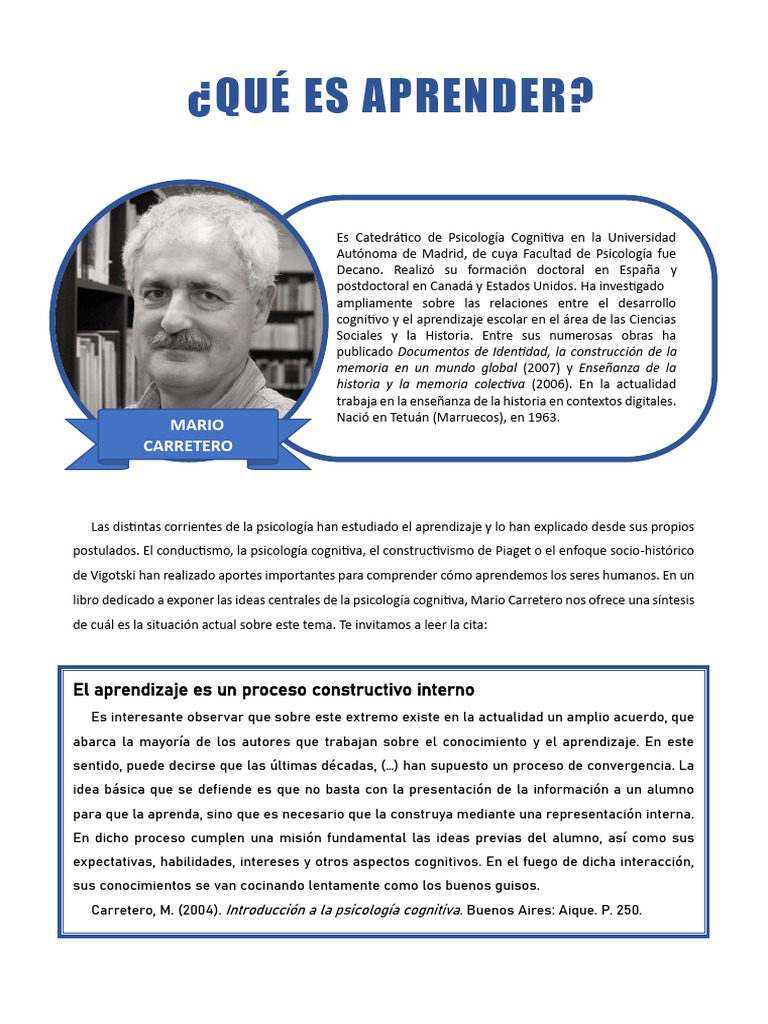 Que Es Aprender - Carretero - Ausubel | PDF | Aprendizaje | Sicología
