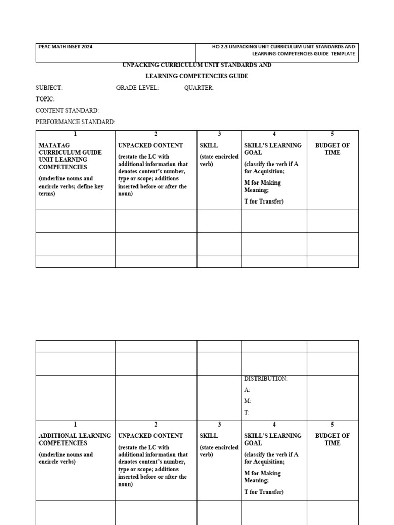 Math - 2.3 - Unpacking Curriculum Unit Standards Template - 025341 ...