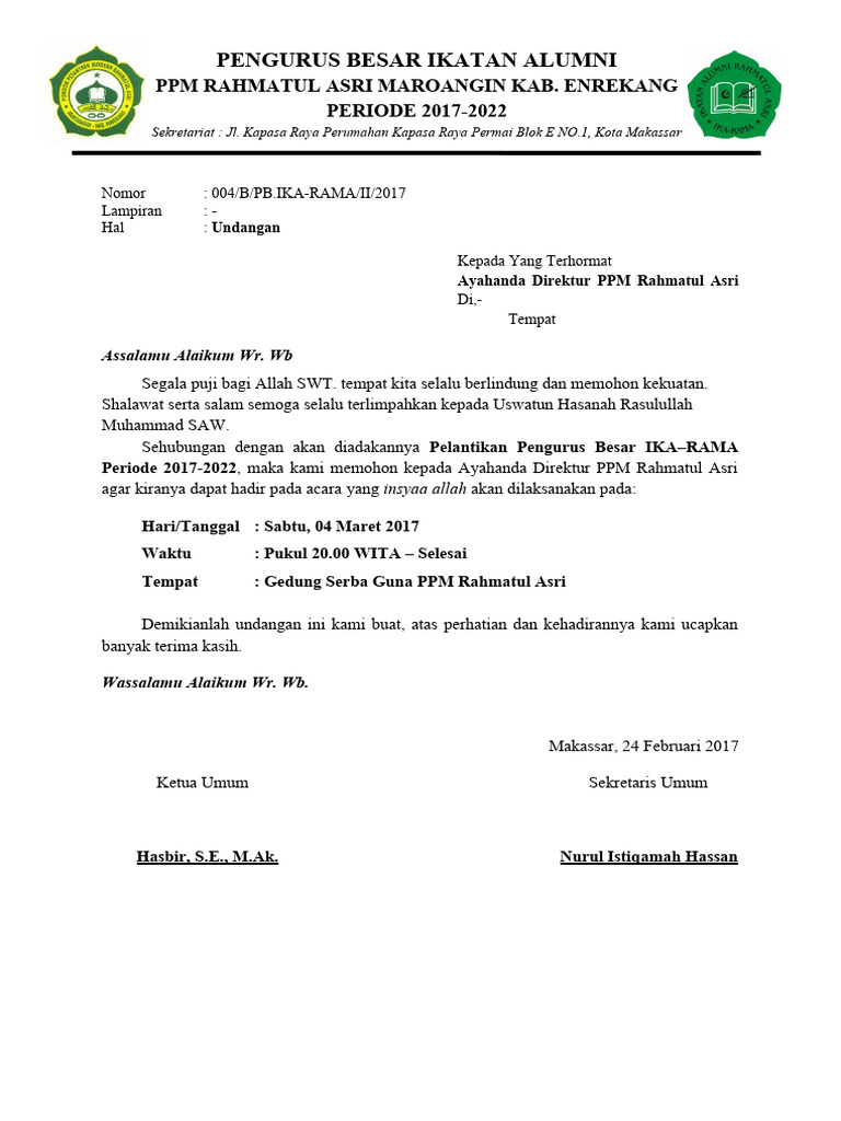 Undangan Pelantikan | PDF