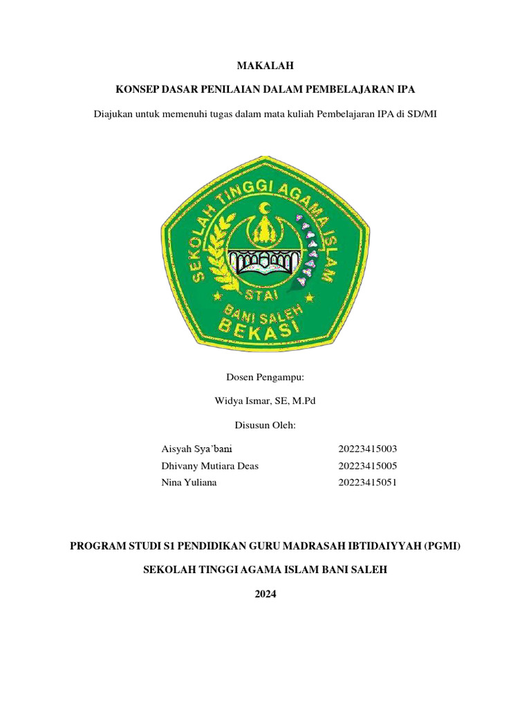 Konsep Dasar Penilaian Dalam Pembelajaran IPA - Kel.7-1 | PDF