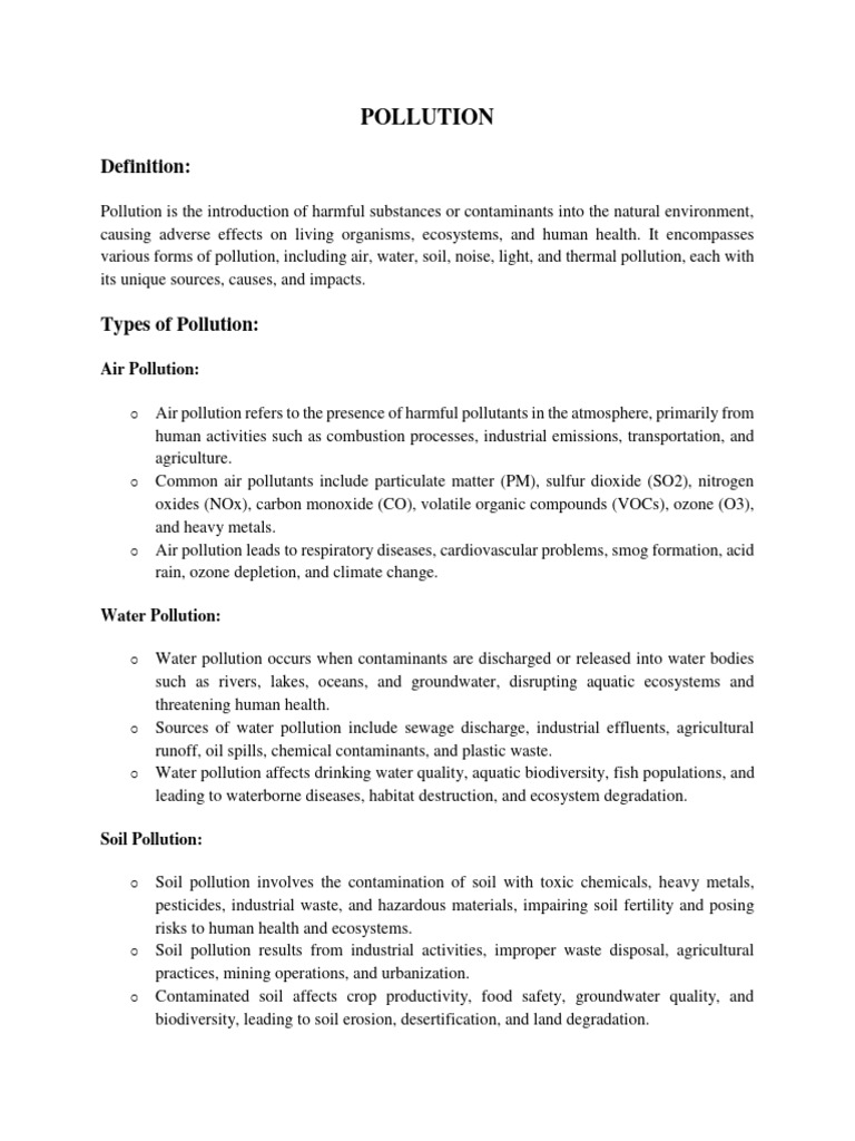 Understanding Pollution Types and Impacts | PDF | Pollution | Water ...