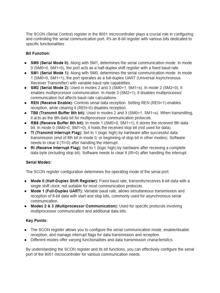 (a) Explain SCON Register of 8051 | PDF | Electronics | Computer Data