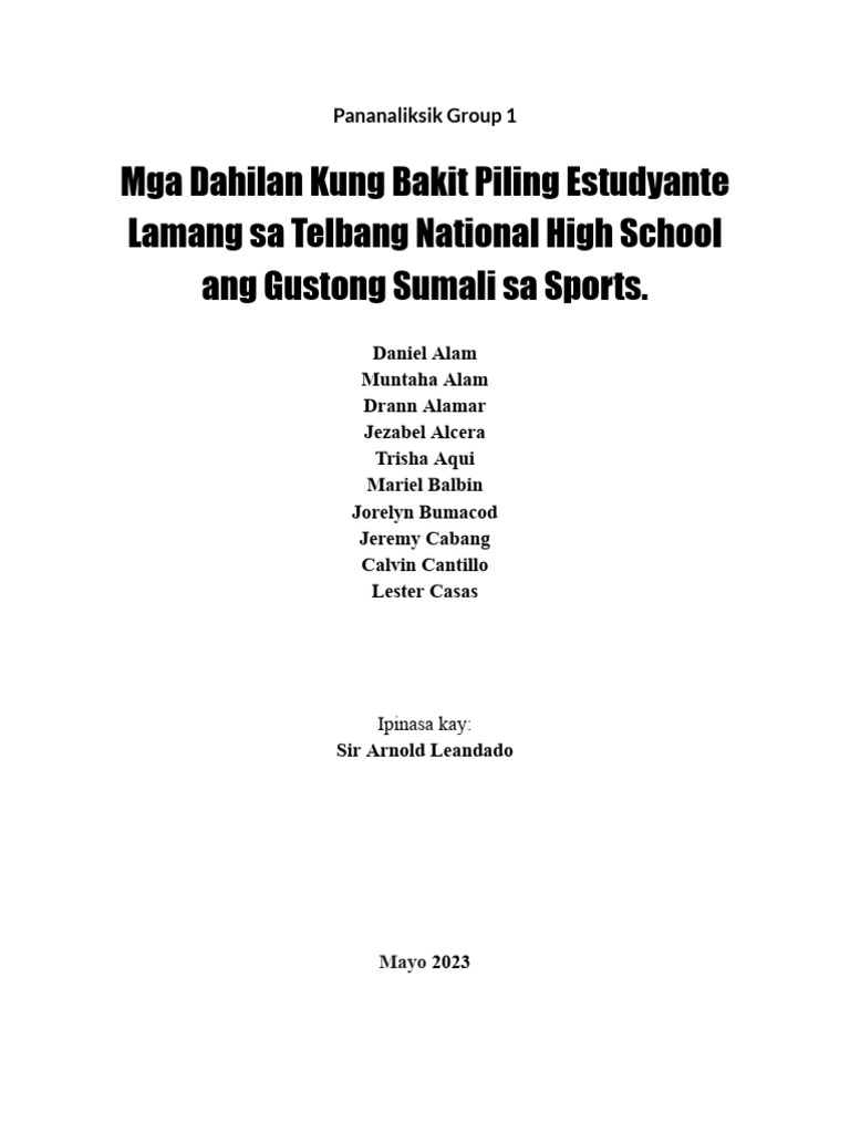Pananaliksik Group 1 Pdf