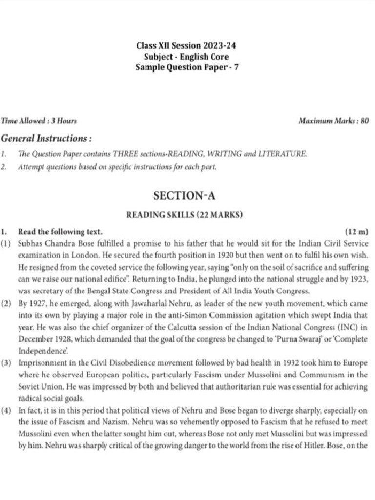 ENG Sample Paper Xii | PDF