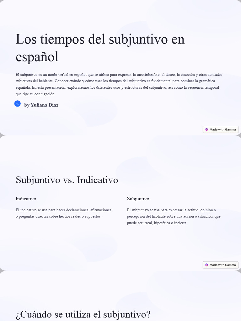 Los Tiempos Del Subjuntivo en Espanol | PDF | Verbo | Relaciones ...