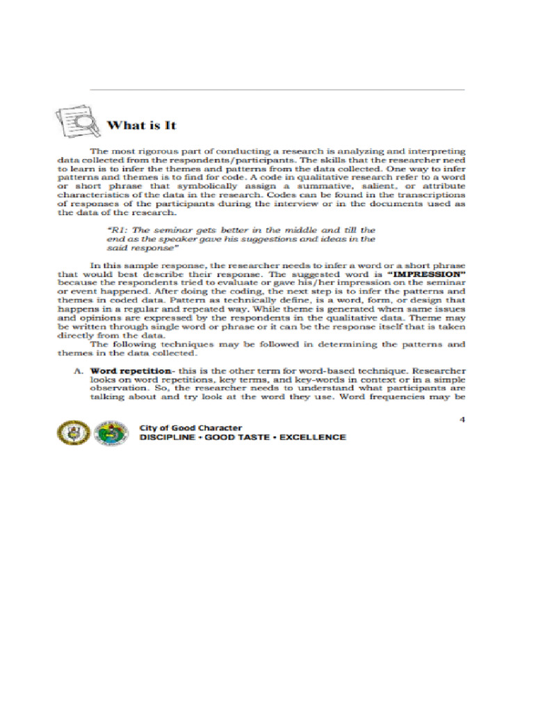 Q4-M4-PATTERNS-AND-THEMES-FROM-THE-DATA-COLLECTED-AS5 | PDF