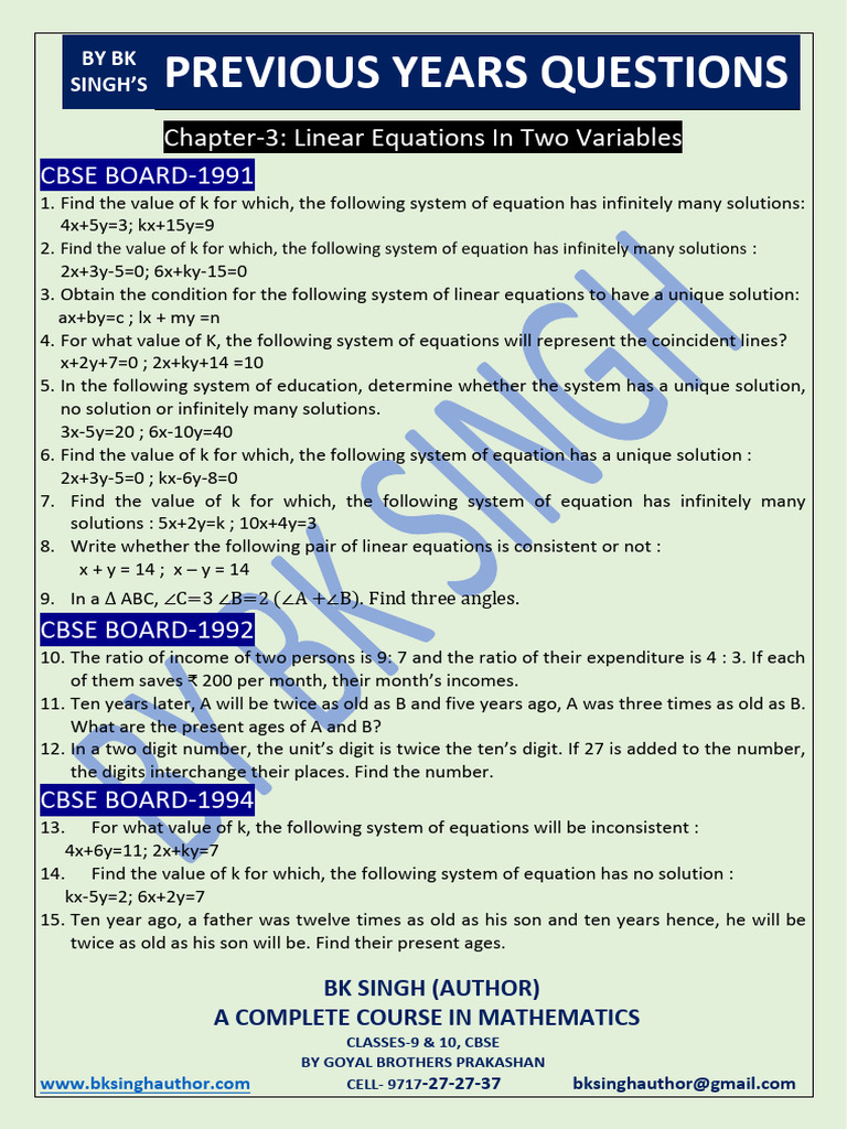 Ch 3 Linear Equations Pdf Equations System Of Linear Equations