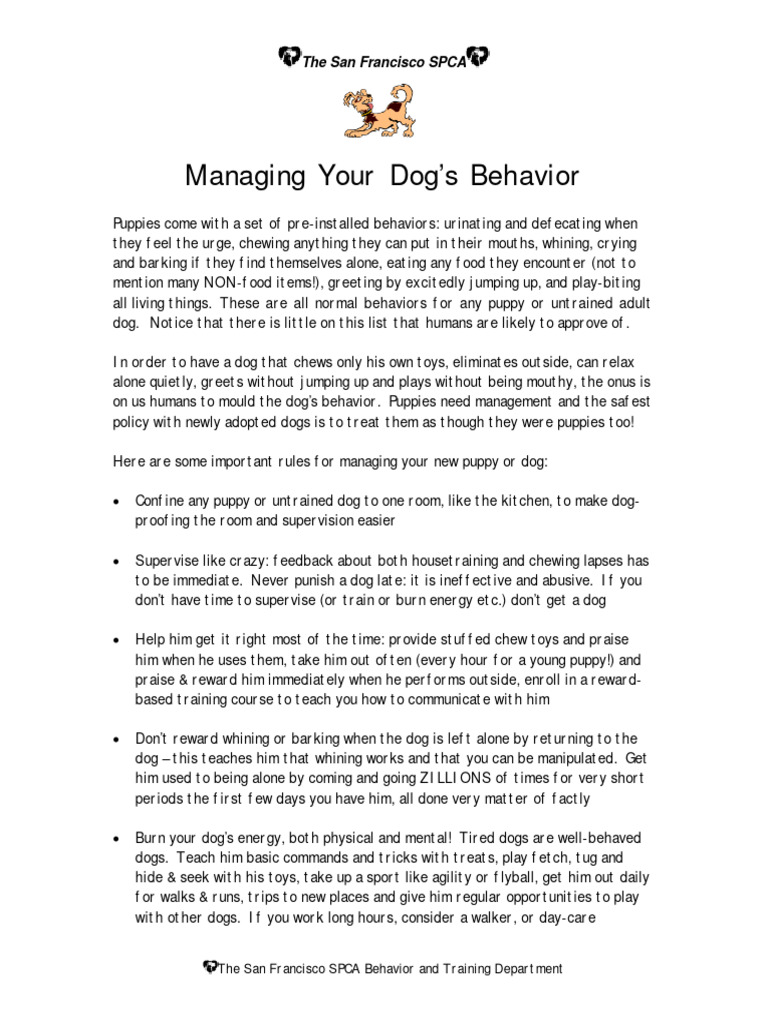 Managing Your Dog's Behavior - Jean Donaldson | PDF | Self-Improvement