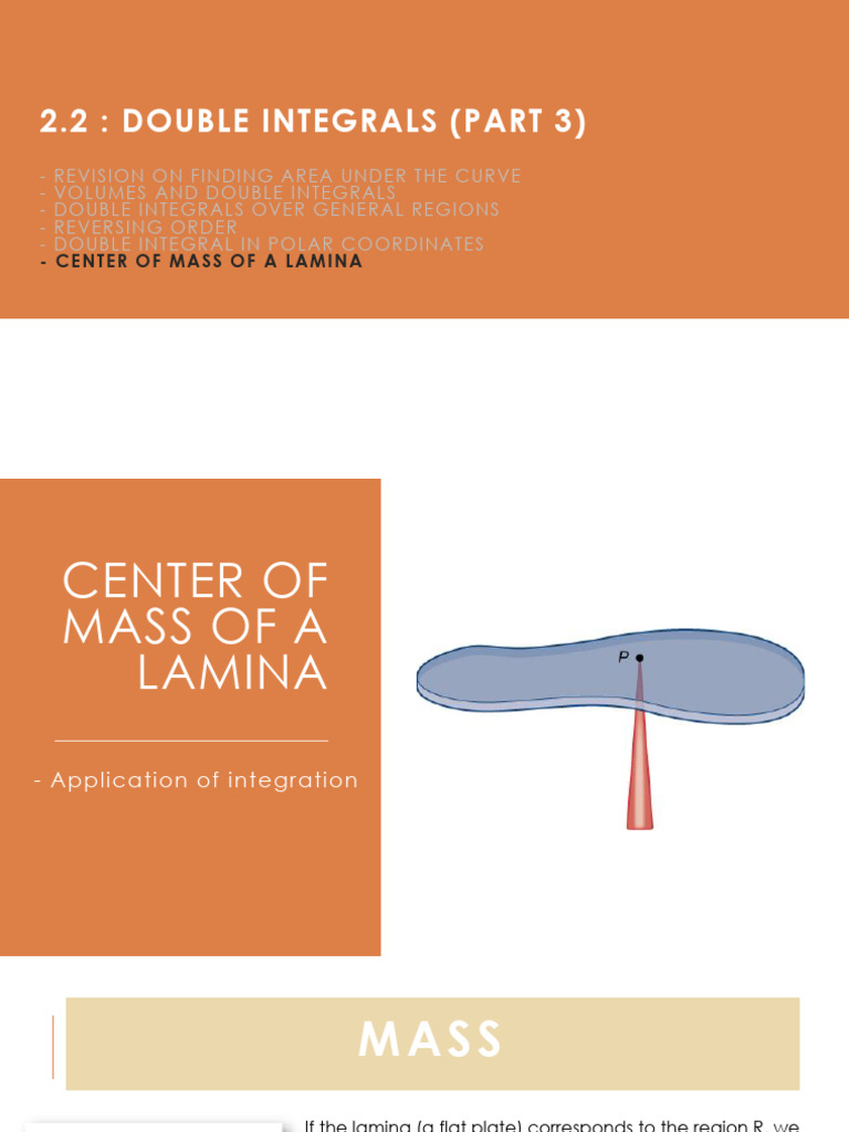 Center of Mass of a Lamina | PDF | Center Of Mass | Cartesian ...