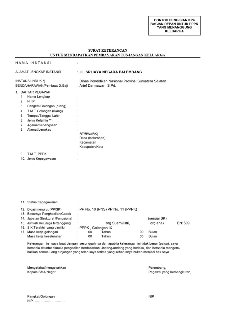 Blangko KP4 (Data Kelurga Tertanggung) | PDF