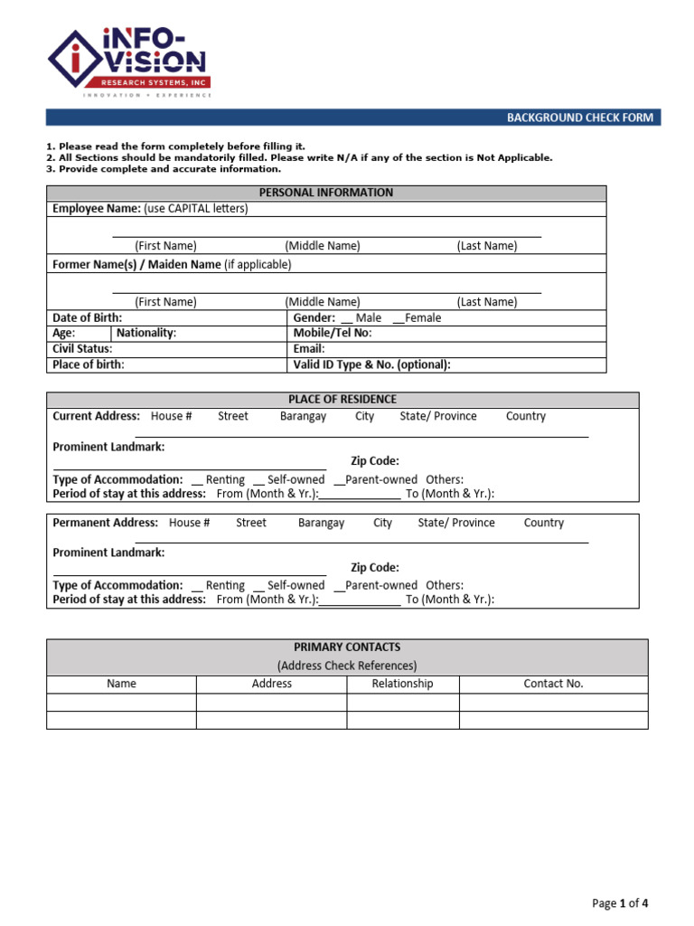 BGC Form & LOA Template - Conduent | PDF | Background Check | Criminal ...