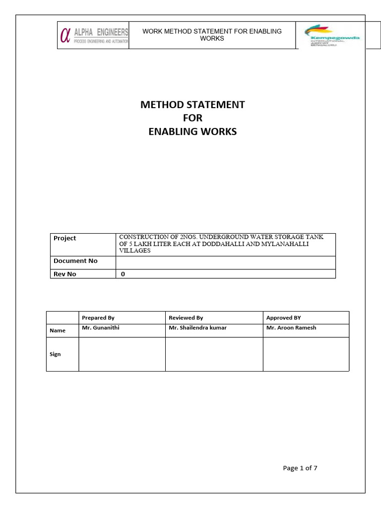 Enabling Works Method Statement | PDF