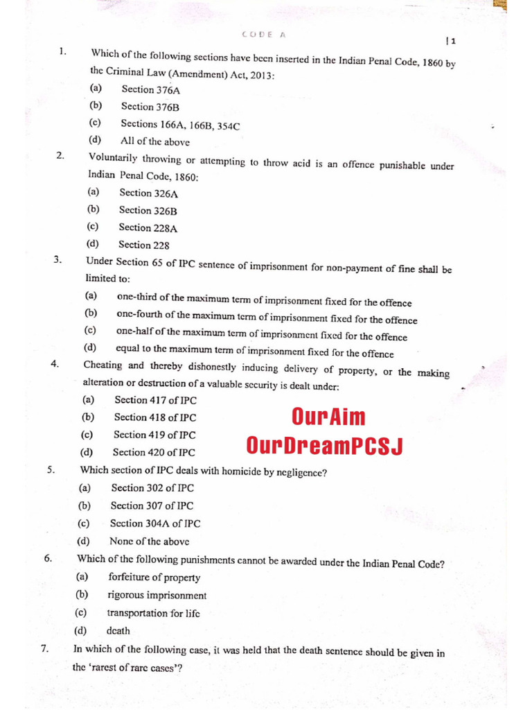 Punjab Civil Judge Preliminary Exam Paper 2022 With Answer Key | PDF