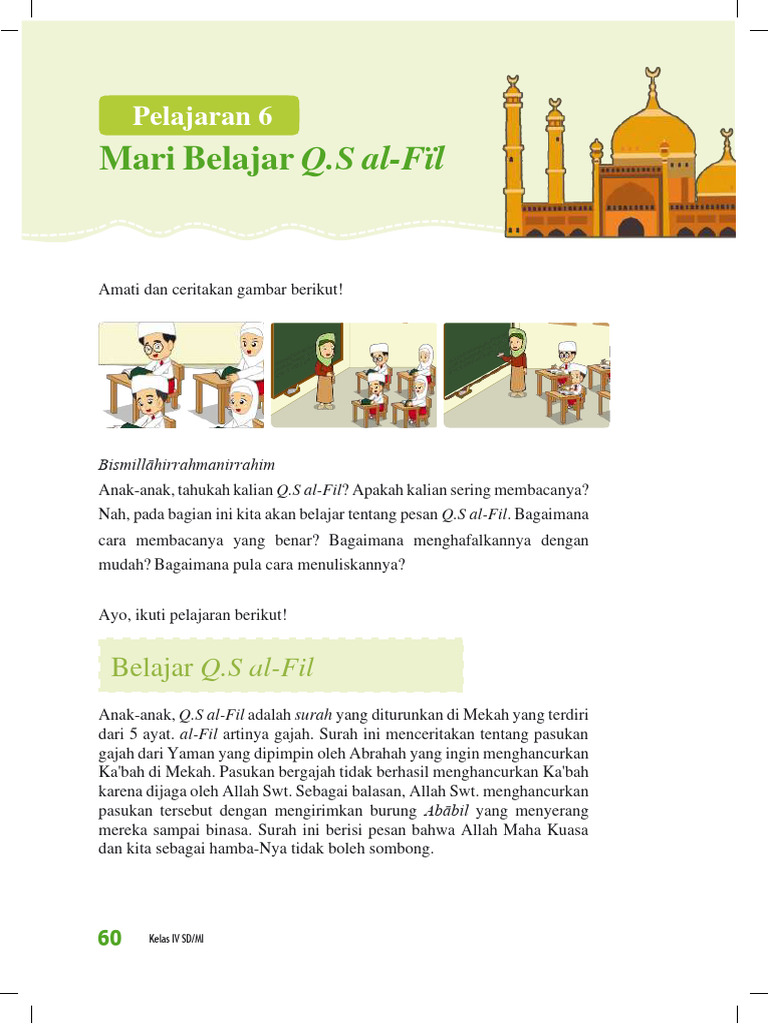 Materi Ajar Pelajaran-6-Mari-Belajar-Quran-Surat-Al-Fil | PDF