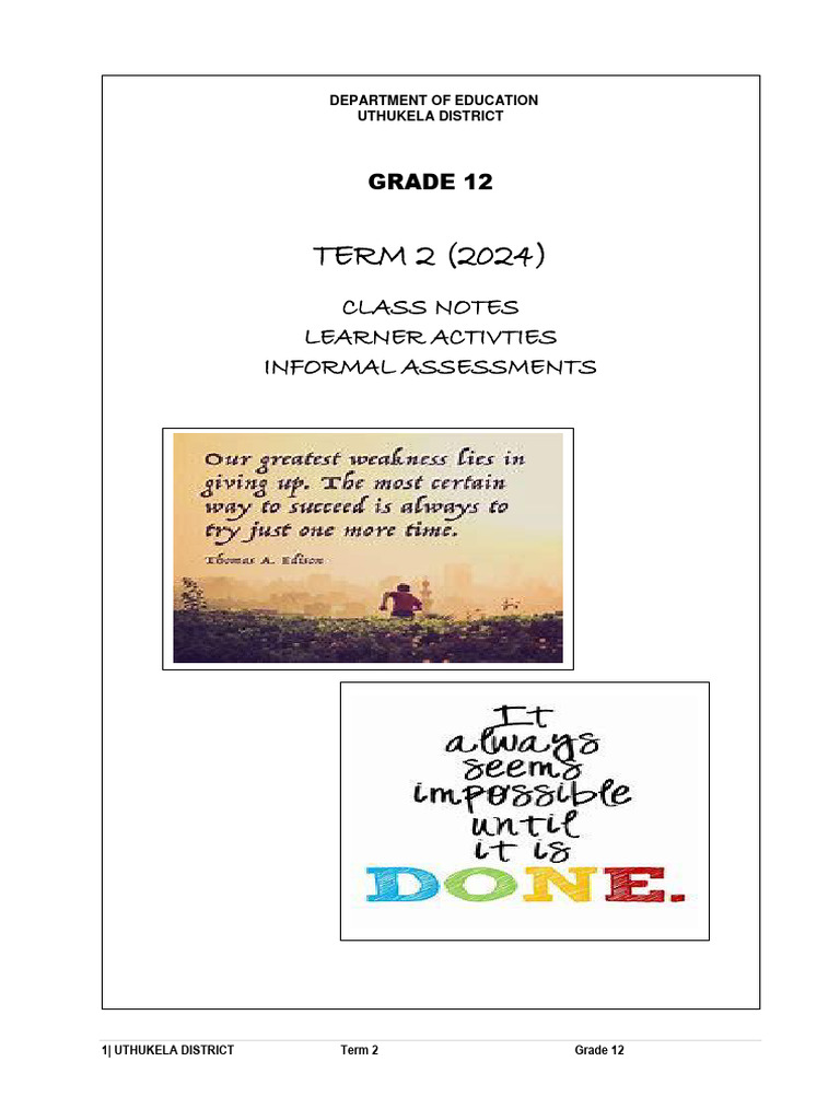 2024 Term 2 Class Notes Grade 12 l.o | PDF | Mass Media | Sanitation