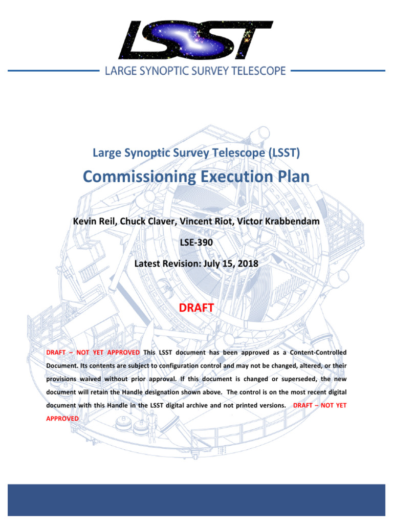LSE390 LSSTCommissioningExecutionPlan v2 | PDF | Redshift | Risk Management