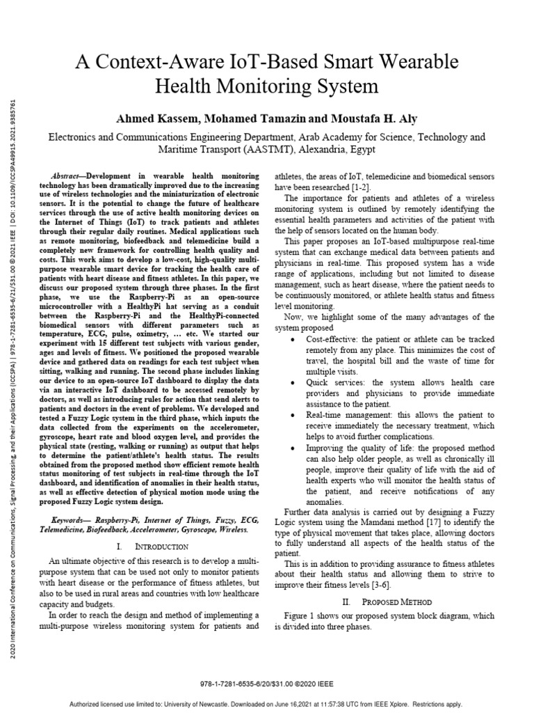 A Context-Aware IoT-Based Smart Wearable Health Monitoring System | PDF ... A Context-Aware IoT-Based Smart Wearable Health Monitoring System | PDF ...