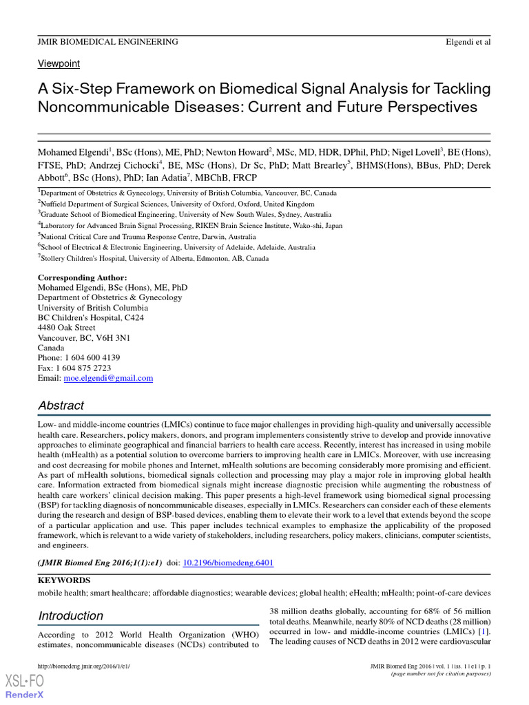 A Six-Step Framework on Biomedical Signal Analysis for Tackling ... A Six-Step Framework on Biomedical Signal Analysis for Tackling ...