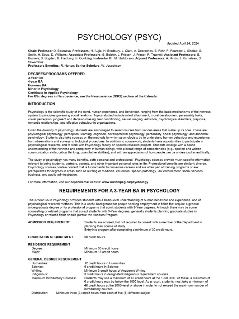 Psych | PDF | Psychology | Course Credit