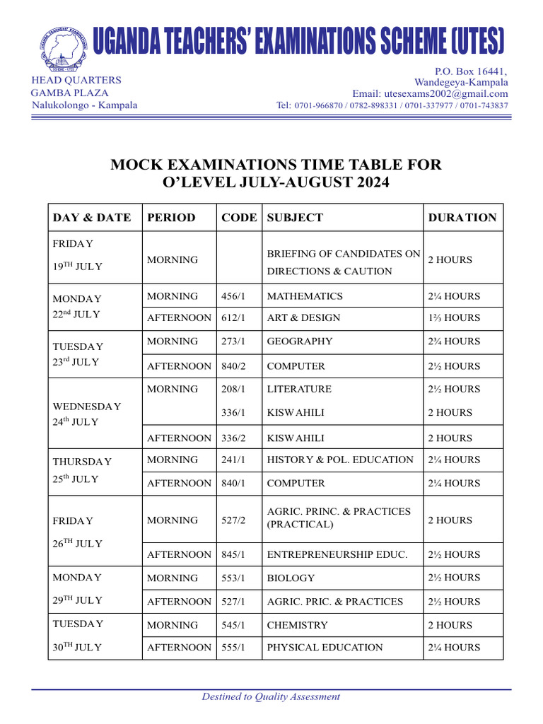 New Cariculum Time Table 2024 | PDF