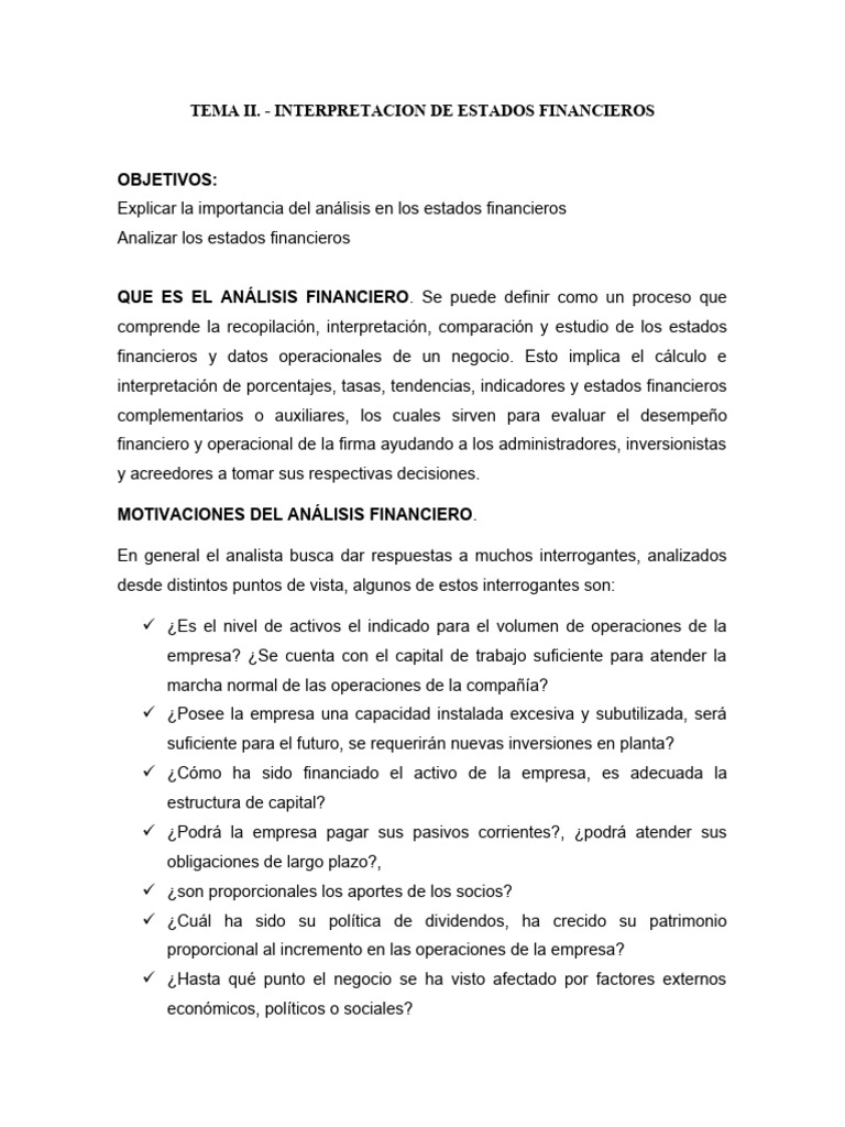 Analisis e Interpretacion de Estado Financieros | PDF | Business | Estado financiero