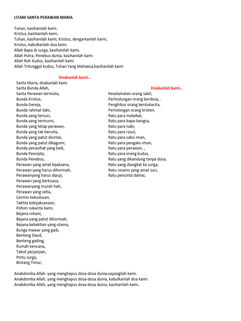 Litani Santa Perawan Maria | PDF