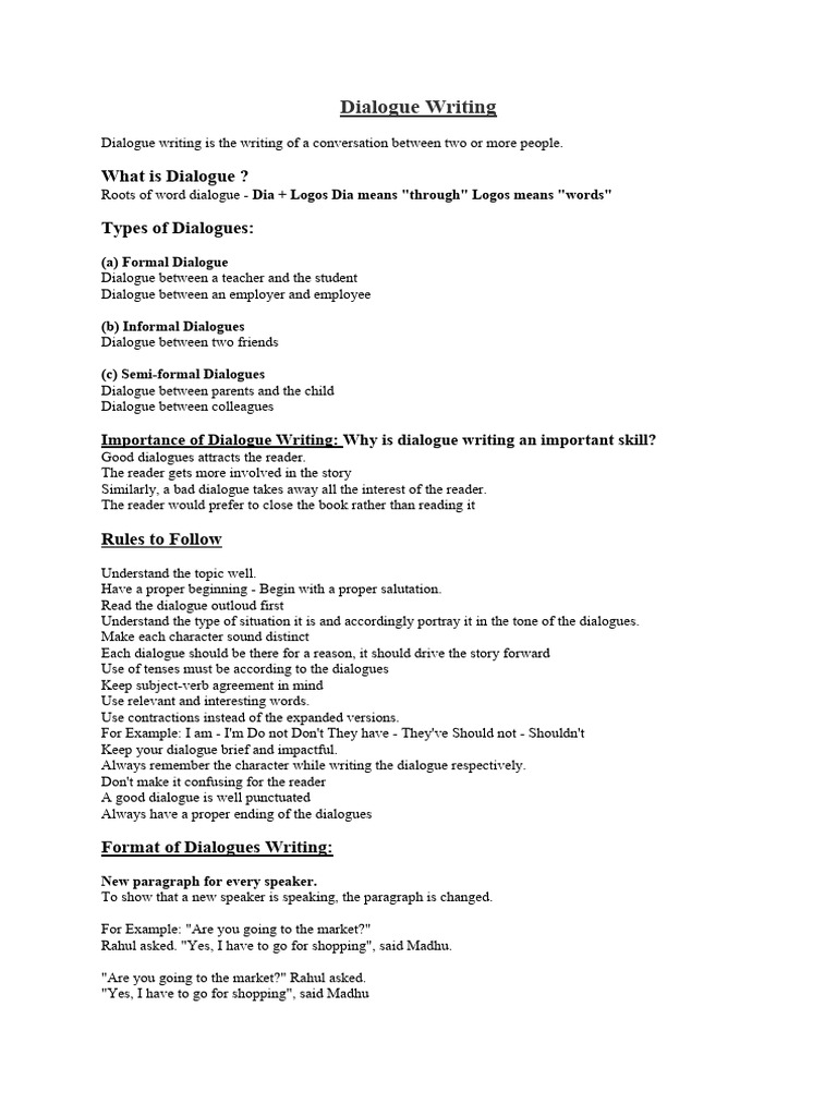 10th Dialogue Writing | PDF | Punctuation | Ellipsis