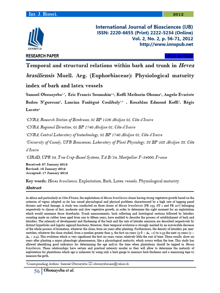 Hevea Brasiliensis | PDF | Botany