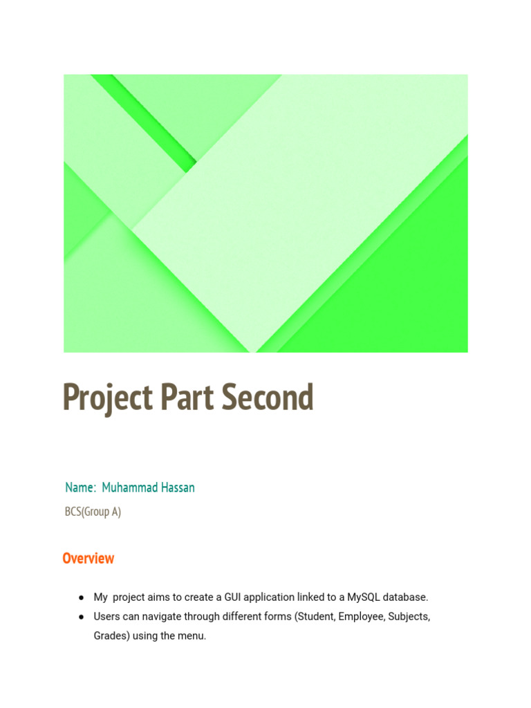 MySQL GUI Application Project Guide | PDF