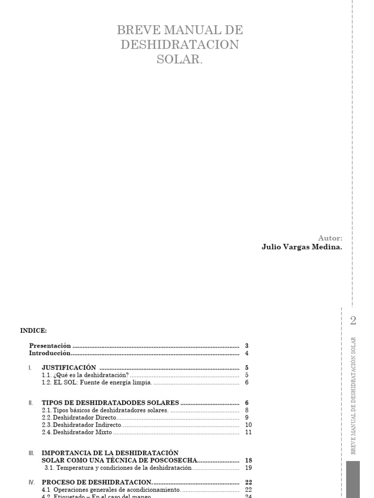 Manual De Deshidratador Solar Pdf Pdf Temperatura Humedad