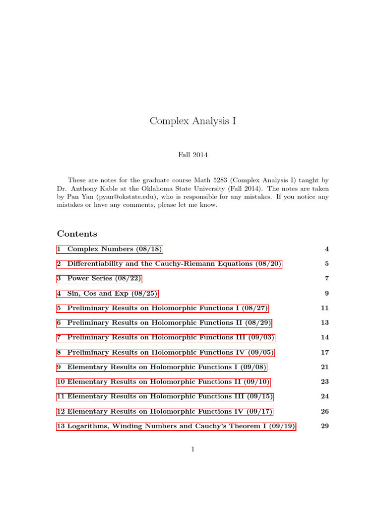ComplexAnalysisI | PDF | Complex Analysis | Mathematical Objects