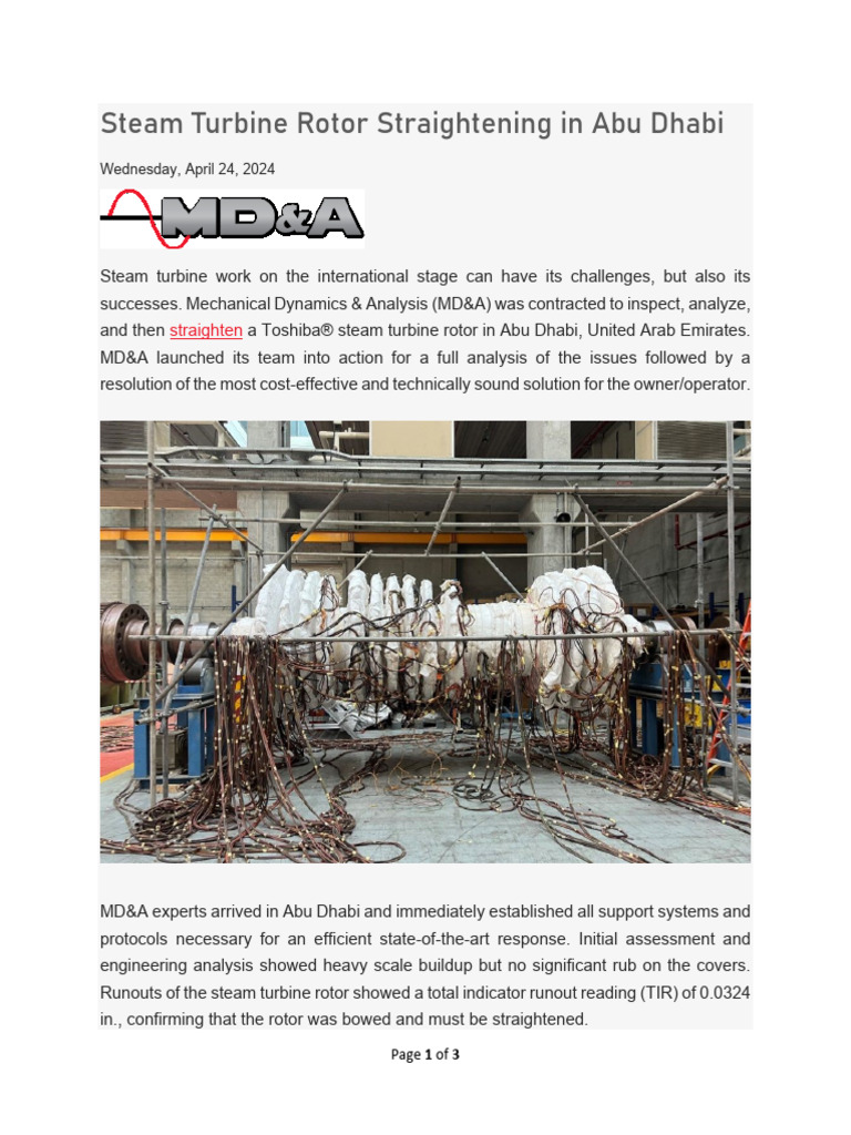 Steam Turbine Rotor Straightening MD&A | PDF | Turbine | Steam