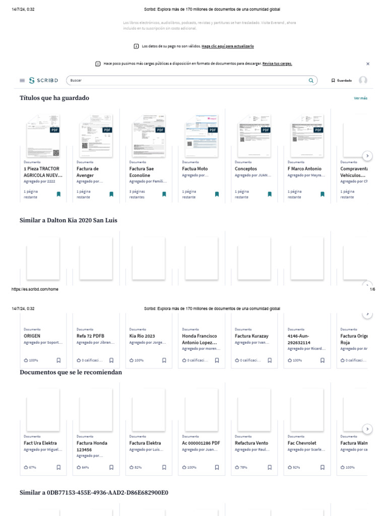 Títulos Que Ha Guardado: Los Datos de Su Pago No Son Válidos. Haga Clic Aquí para Actualizarlo | PDF