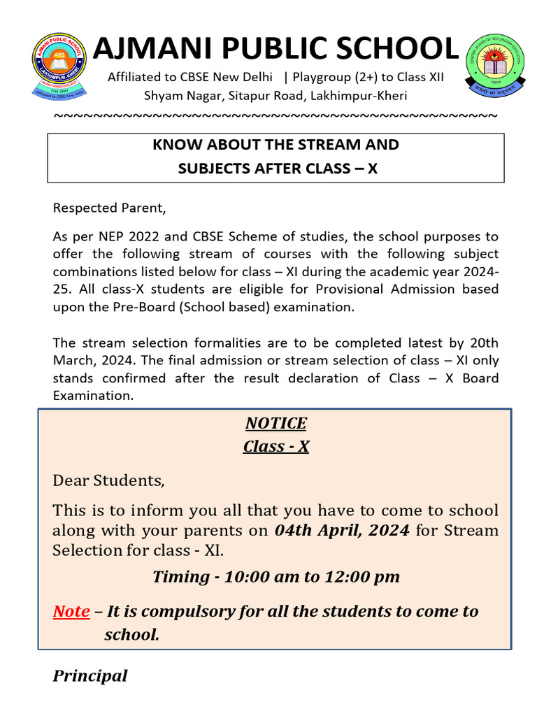 Stream Selection-1 | PDF | Educational Stages