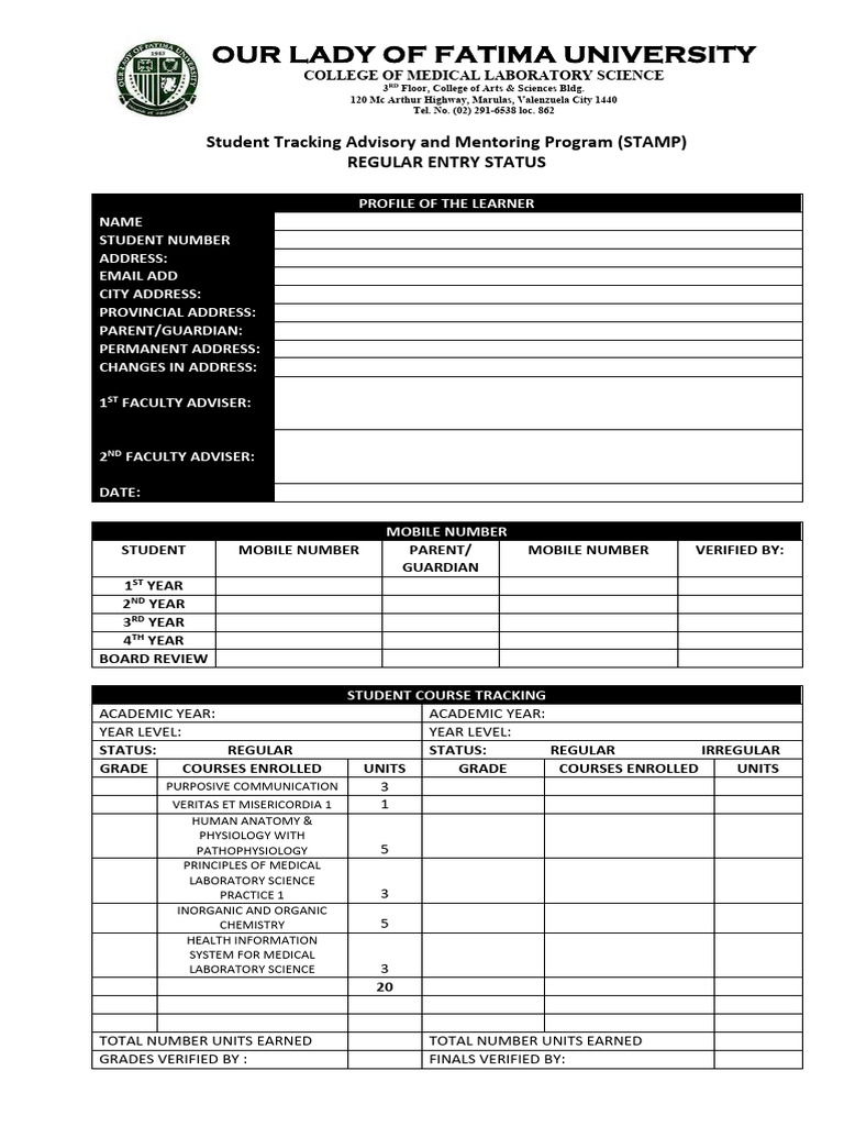 Stamp Tracking Sheet Regular Entry | PDF | Science | Health Care