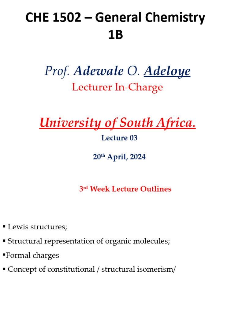 Lecture - 03 - CHE 1502 - General Chemistry 1B | PDF | Chemical Bond | Valence (Chemistry)