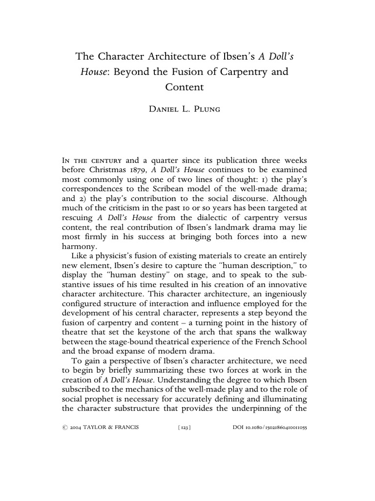character-architecture in a doll's house | PDF | A Doll's House