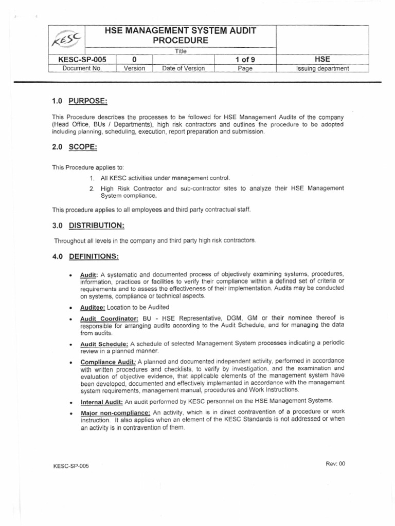 Circular #7-HSE Management System Audit Procedure | PDF | Audit | Auditor's Report