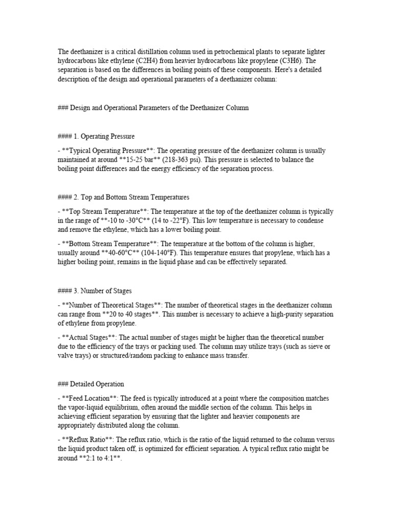 The Deethanizer Is A Critical Distillation Column Used in Petrochemical ...