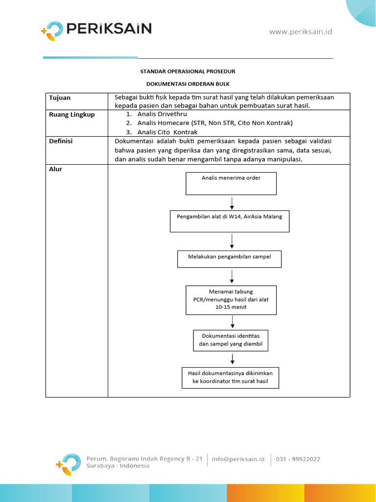 Sop Dokumentasi Orderan Bulk | PDF