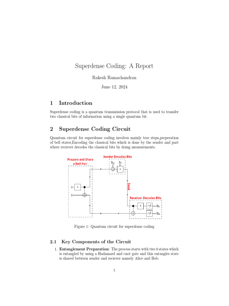 Superdense Coding | PDF | Quantum Mechanics | Theoretical Computer Science